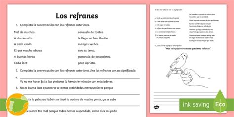 Ficha de actividad Los refranes de año nuevo Twinkl