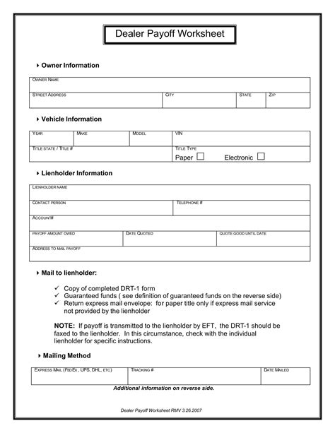 Dealer Payoff Form Fill Out Printable PDF Forms Online