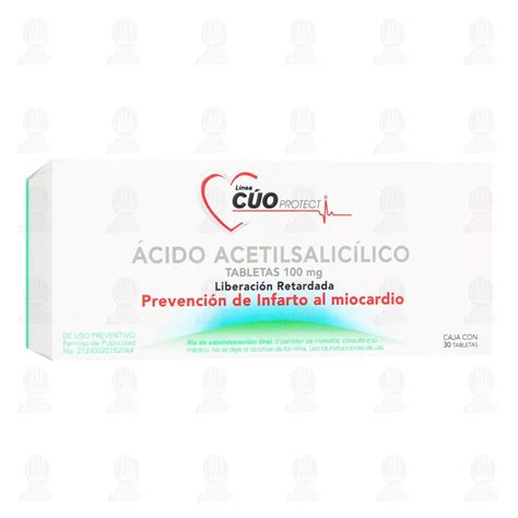 Ácido Acetilsalicílico 100 mg 30 Tabletas