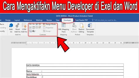 Cara Mengaktifkan Menu Developer Di Excel Dan Word YouTube