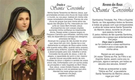 Santa Teresinha Oração Novena das Rosas Oração de santa terezinha