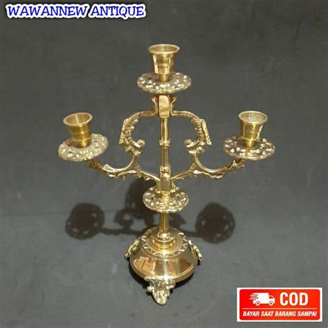 Jual Tempat Lilin Ukir Aromaterapi Kuningan Cabang Candle Holder
