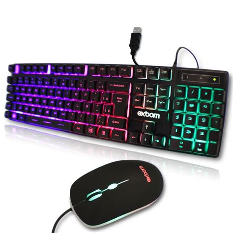 Kit Teclado E Mouse Gamer Semimecânico Leds Coloridos Usb em Promoção