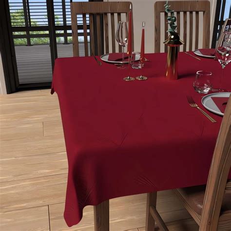 Nappe carrée anti tâches 180x180 cm LUXURY rouge par Soleil d Ocre