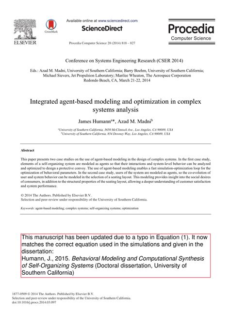 pdf integrated agent based modeling and optimization in complex systems analysis