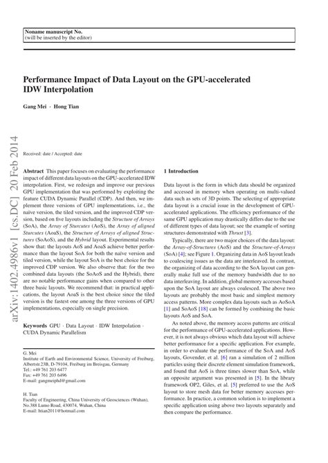 pdf impact of data layouts on the efficiency of gpu accelerated idw interpolation