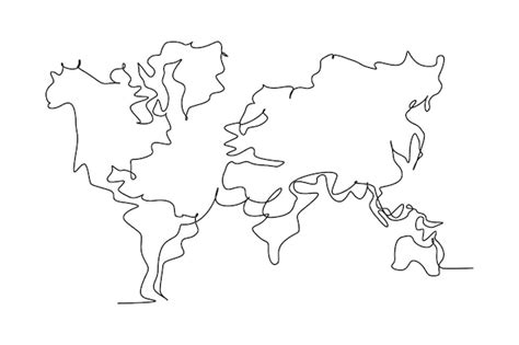 Atlas Mundial Dibujo Continuo De Una L Nea Del Dise O Vectorial