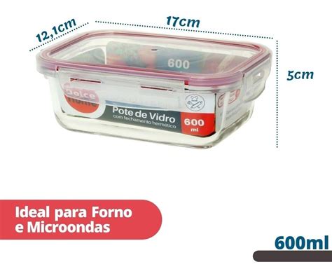 Conjunto C Potes De Vidro Herm Tico Marmita Ml C Trava