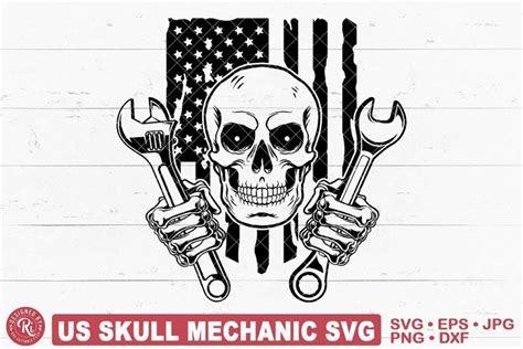 US Skull Mechanic Svg American Flag Wrenches 1938724