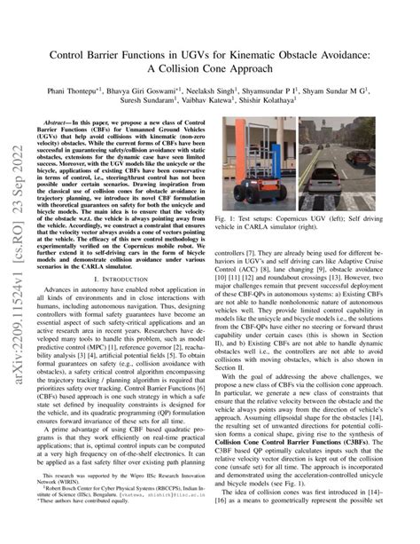 control barrier functions in ugvs for kinematic obstacle avoidance a collision cone approach