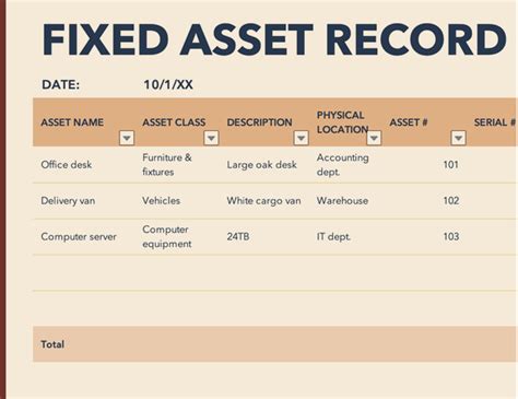 Fixed Asset Register Template Excel Free Free Printable Templates