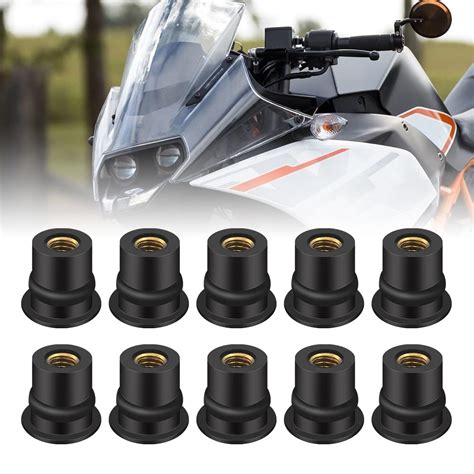 Alpha Rider 10PCS M6 6mm Pare brise Wellnut Universel écrous de Puits
