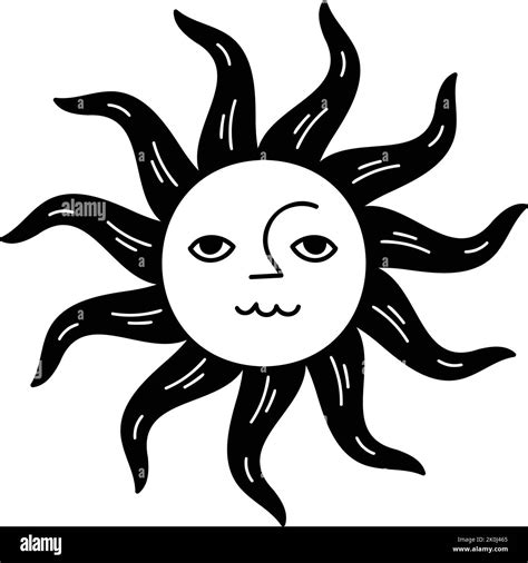 Dibujo a mano estilo boho sol ilustración aislada en el fondo Imagen