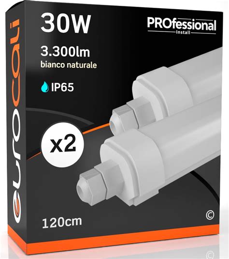 Eurocali Plafoniera LED 60cm 18W Impermeabile IP65 1900 Lumen Bianco
