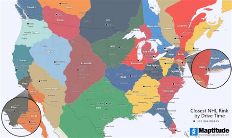 Maptitude Map Closest NHL Rink By Drive Time 2024 25