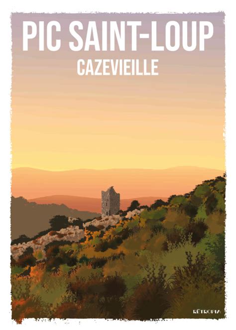 Cazevieille Pic Saint Loup Affiche décorative Retropia