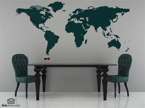 Vinilo Decorativo Mapamundi Silueta Mapa Del Mundo TeleAdhesivo