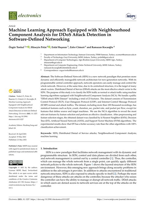 pdf machine learning approach equipped with neighbourhood component analysis for ddos attack