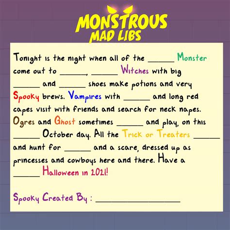 Mad Lib Printable