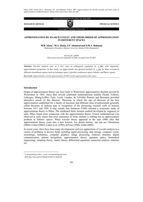 pdf approximation by haar wavelet and their order of approximation in different spaces