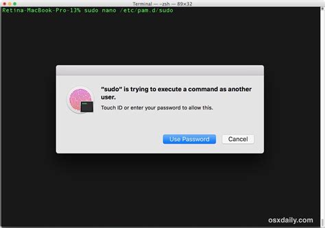 How To Use Touch ID To Authenticate Sudo On Mac OS