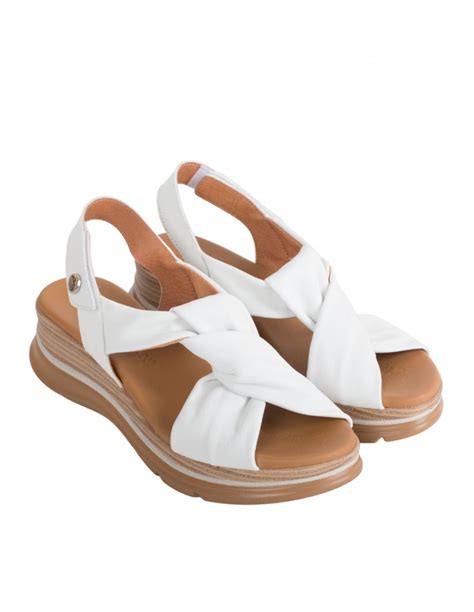 Sandalias Piel Blancas Tiras Nudo PERA LIMONERA