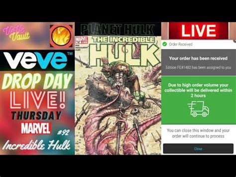 VeVe Drop Day LIVE Incredible Hulk 92 Marvel Comics Blindbox NFT