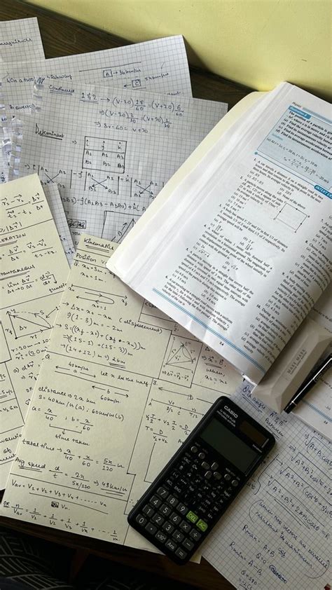 A Calculator Sitting On Top Of Papers With Calculations Written In Them