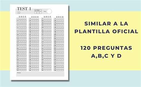 PLANTILLAS PARA EXAMEN TIPO TEST 120 Plantillas De 120 Respuestas