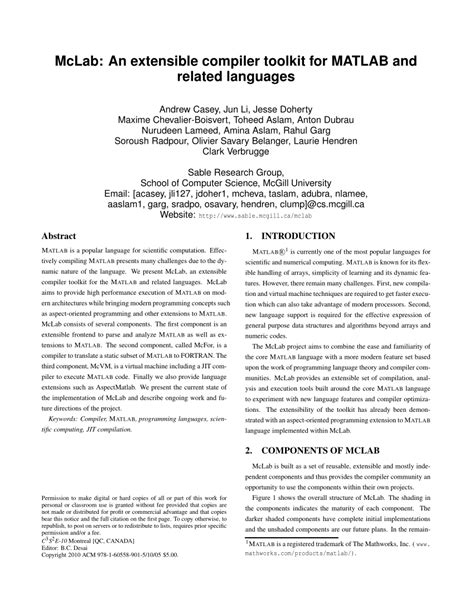 pdf mclab an extensible compiler toolkit for matlab and related languages