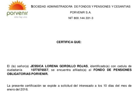 Cómo descargar un certificado de afiliación porvenir 2024