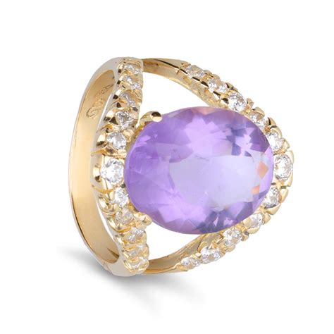 Anello In Oro Giallo Con Ametista E Zirconi STANOPPI Luxury Zone