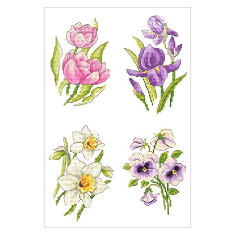 Cross Stitch Pattern PDF Spring Flowers Coricamo