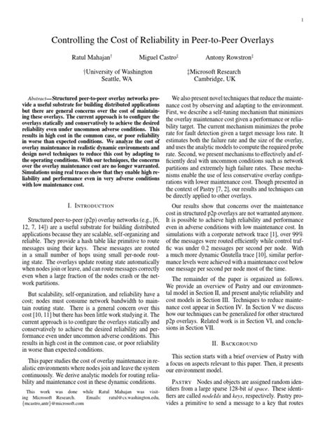 controlling the cost of reliability in peer to peer overlays pdf routing peer to peer