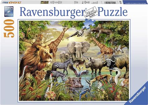 Ravensburger Puzzle Tiere Am Wasserloch 500 Teile Amazon De Spielzeug
