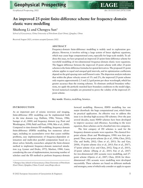 pdf an improved 25‐point finite‐difference scheme for frequency‐domain elastic wave modelling