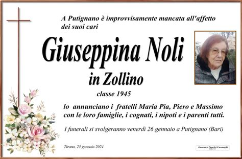 Necrologio Noli Giuseppina INTORNO TIRANO