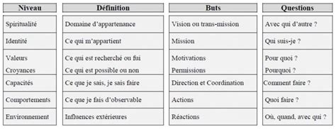 Les Questions Des Niveaux Logiques De Robert Dilts