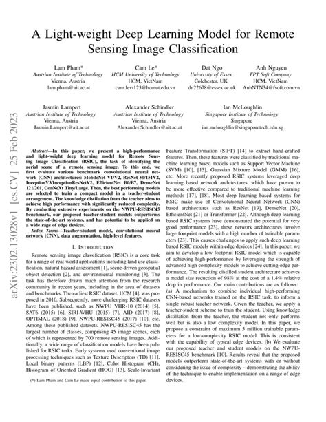 a light weight deep learning model for remote sensing image classification deepai