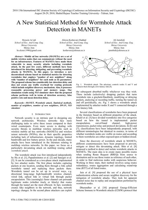 pdf a new statistical method for wormhole attack detection in manets
