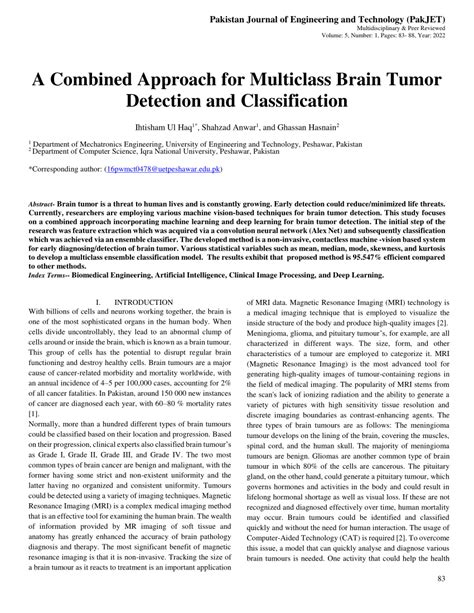pdf a combined approach for multiclass brain tumor detection and classification
