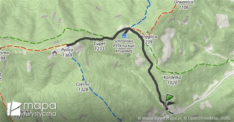 Trasa Przez Schronisko PTTK Na Hali Krupowej Mapa Turystyczna Pl