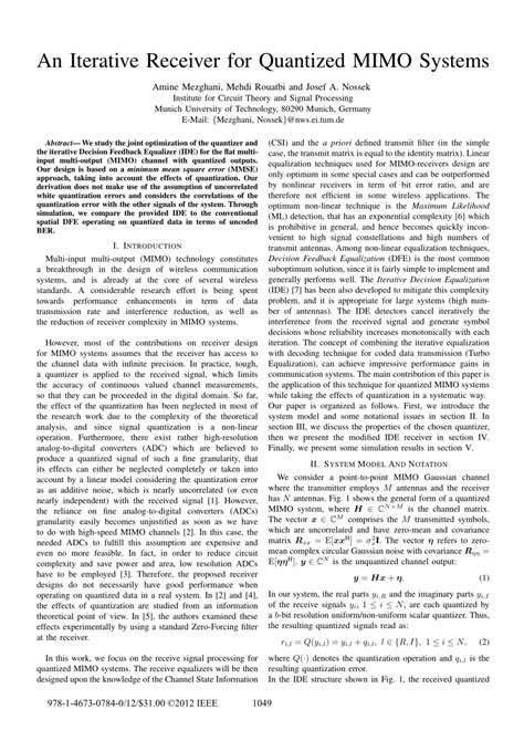 pdf an iterative receiver for quantized mimo systems