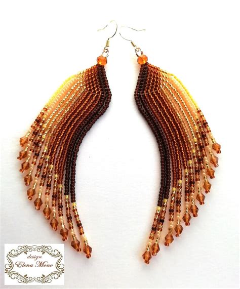 PDF Pattern And Tutorial Brick Stitch Fringe Earrings Etsy