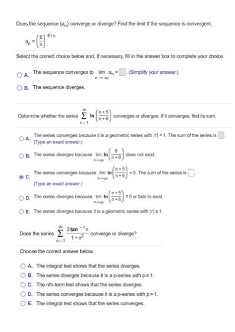 Solved Does The Sequence A Converge Or Diverge Find The Chegg