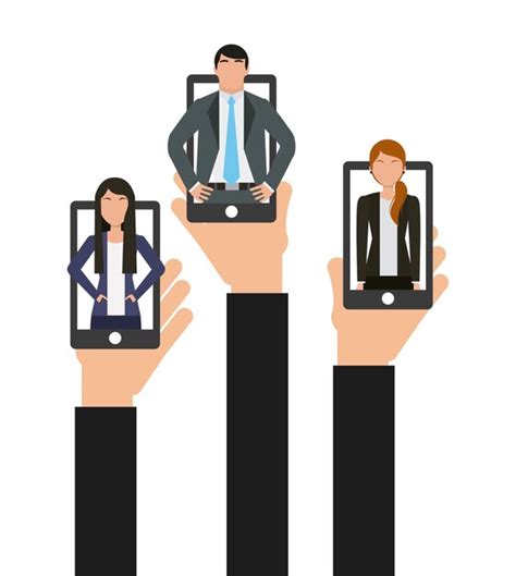 Manos Con Tel Fonos Inteligentes Y Gente De Negocios En La Pantalla