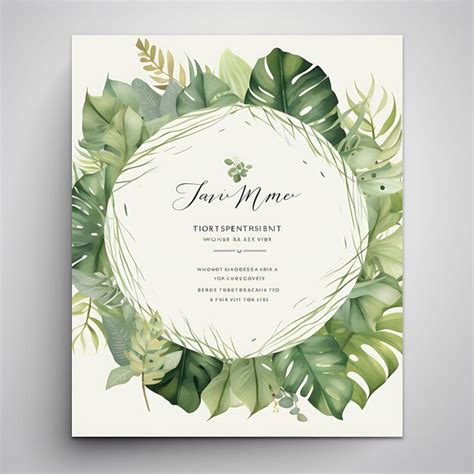 Cole O Folha Tropical Cart O De Convite De Casamento Forma De C Rculo