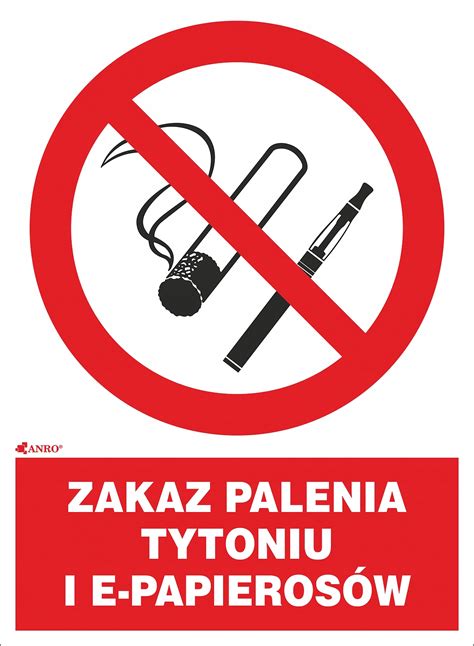 NAKLEJKA ZAKAZ PALENIA TYTONIU I E PAP Znak 15x20 ANRO Cena Opinie
