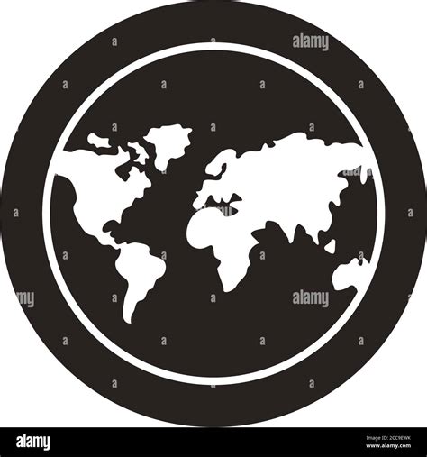 Mundo Planeta Tierra Con Continentes Mapas Estilo Bloque Icono Vector