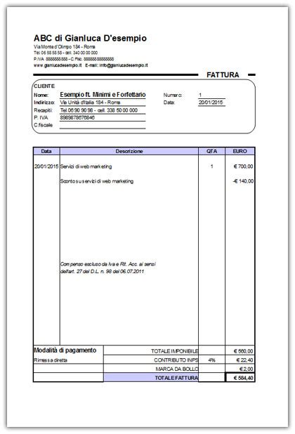 Scarica Modello Di Fattura Excel